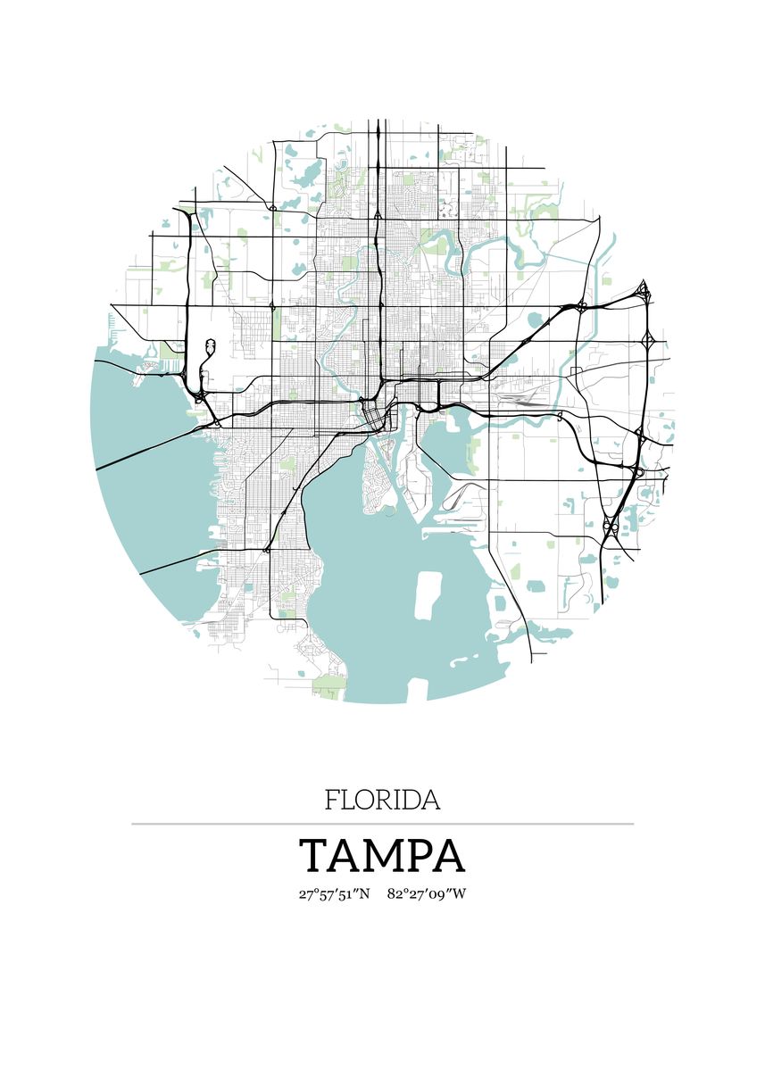 'Tampa Florida City Map' Poster by Dany | Displate