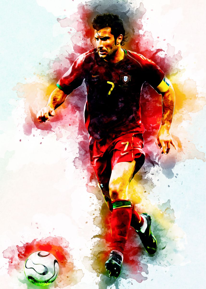 'Luis Figo' Poster, picture, metal print, paint by MIKHA ART | Displate