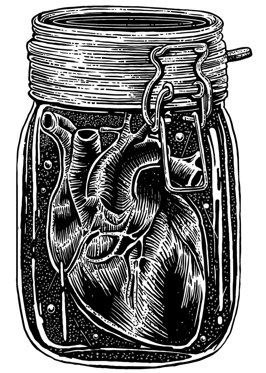'Heart in Jar' Poster, picture, metal print, paint by Long Shot | Displate