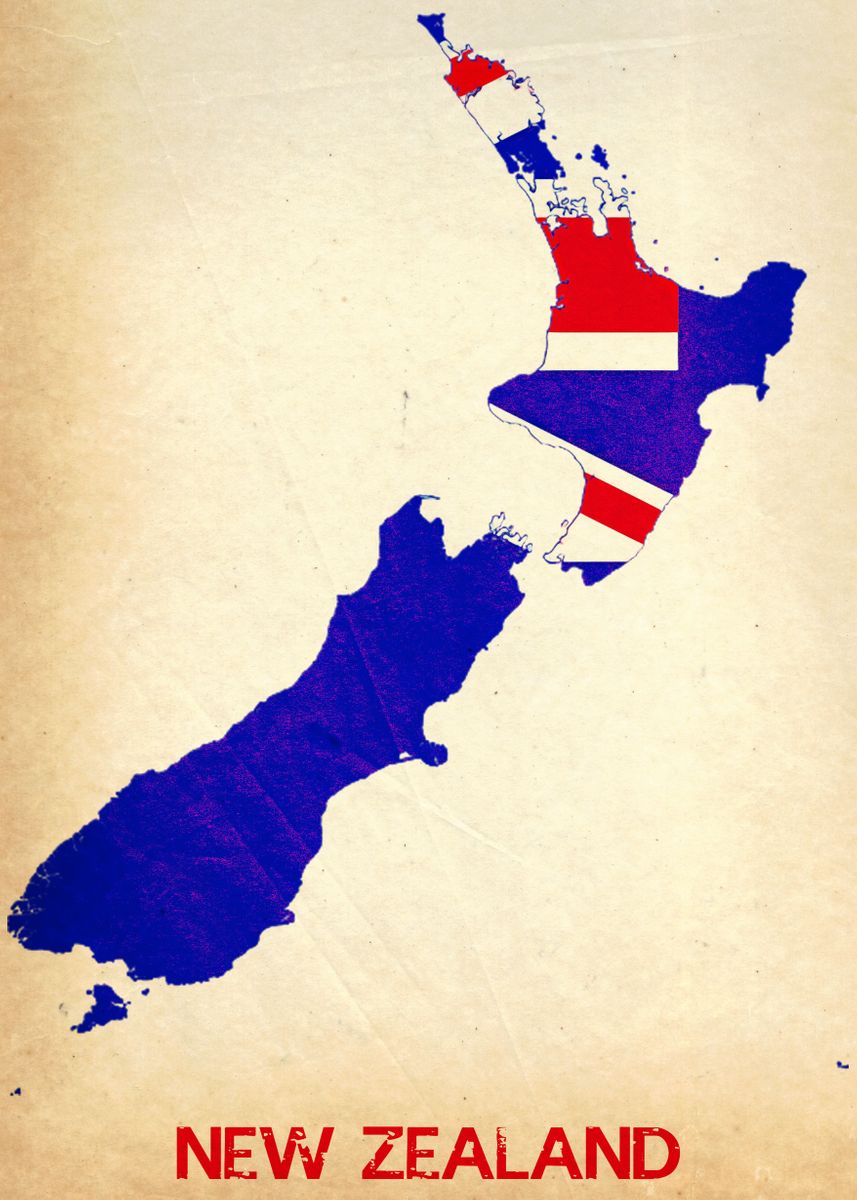 'New Zealand' Poster, picture, metal print, paint by Anxhela Sufa ...