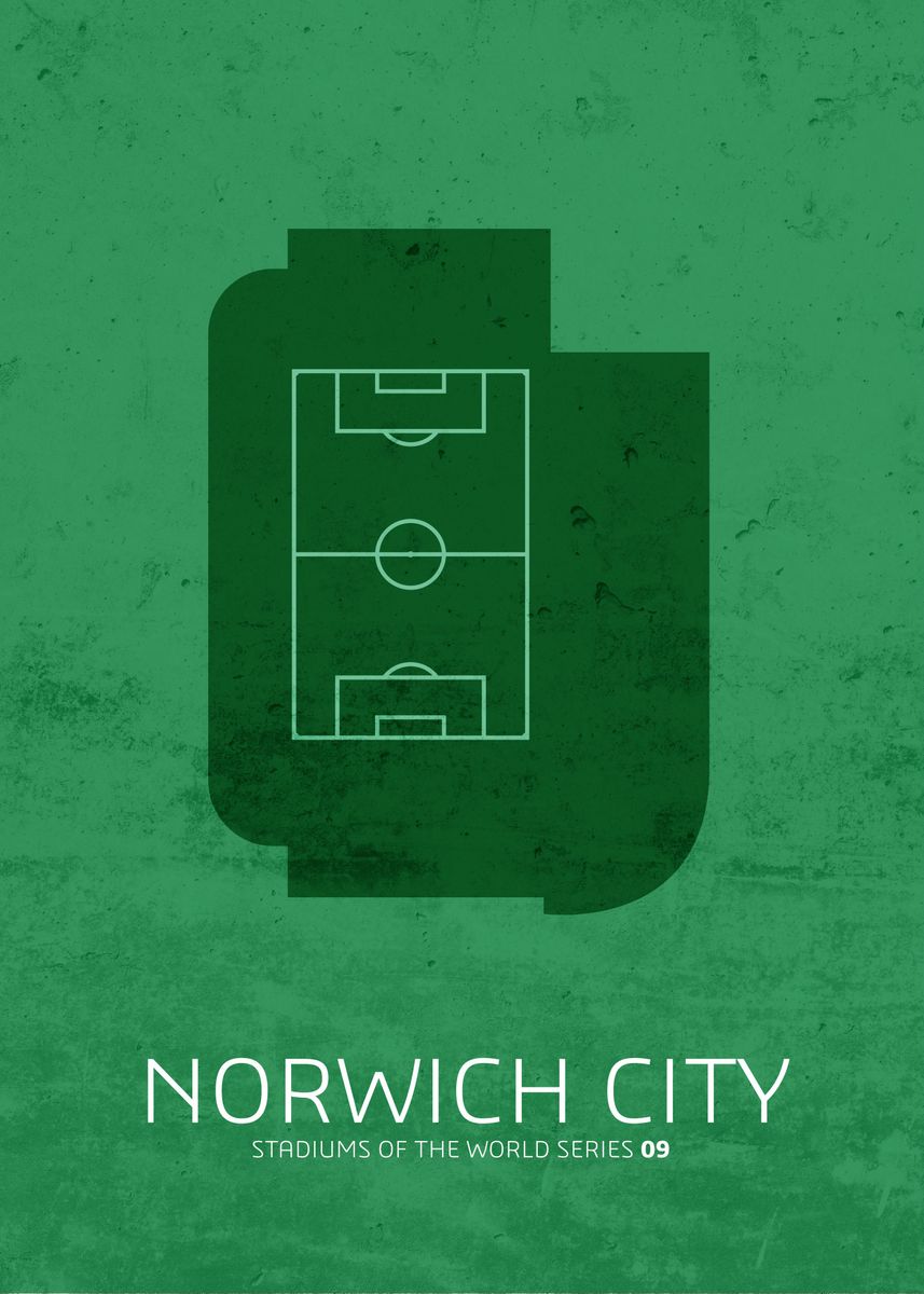 'Norwich City Stadium Art' Poster, picture, metal print, paint by ...