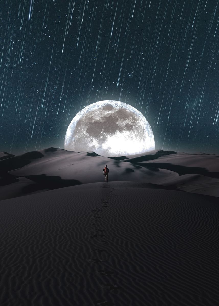 'fallen moon' Poster, picture, metal print, paint by Trigonal Art ...