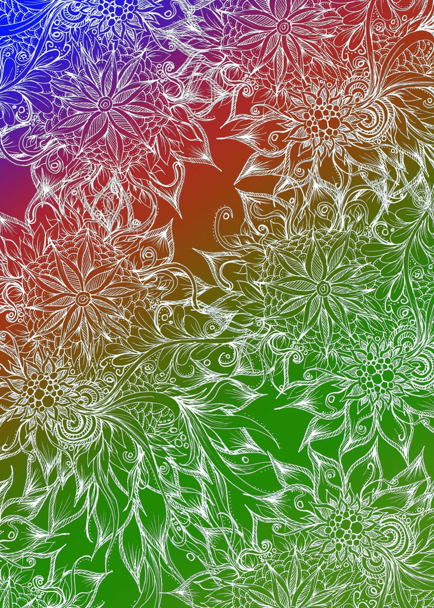 'Floral Lineart Pattern' Poster, picture, metal print, paint by ...