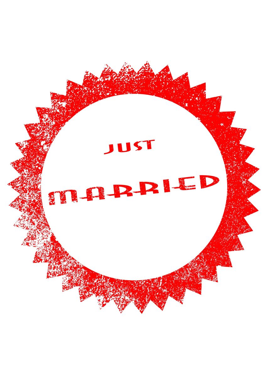 'Just Married Ink Stamp' Poster, picture, metal print, paint by ...