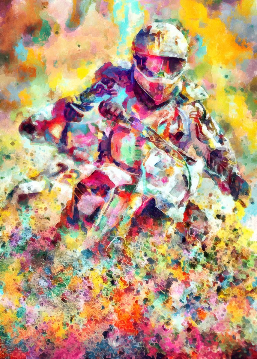 'Motocross Action Paint' Poster, picture, metal print, paint by Ben ...