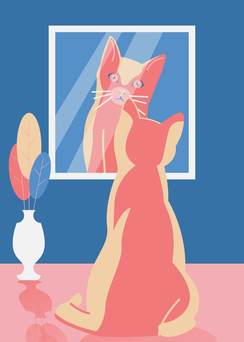 'CAT REFLECTION' Poster, picture, metal print, paint by Graphics ...