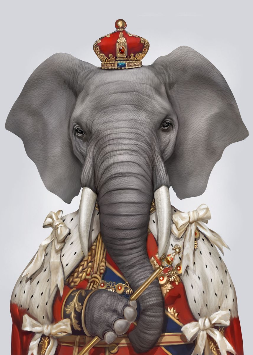 'king elephant portrait ' Poster, picture, metal print, paint by uwears ...