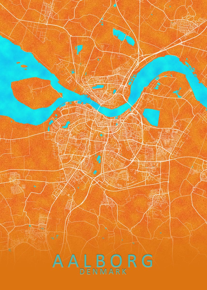 'Aalborg Denmark Map' Poster, picture, metal print, paint by City Map ...