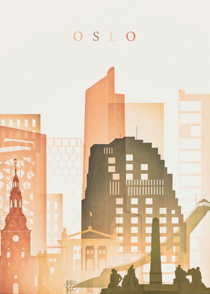 'Oslo Norway Skyline ' Poster by Dim | Displate