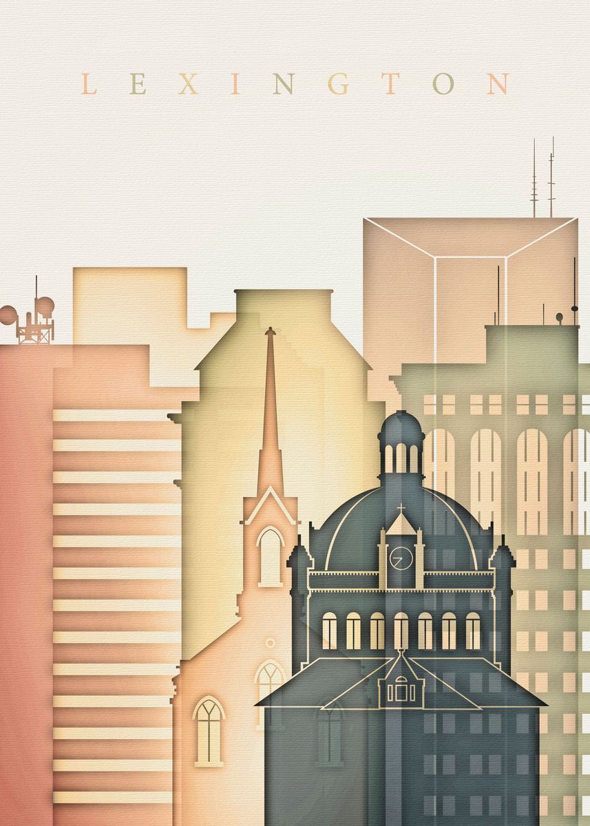 'Lexington Kentucky Skyline' Poster, picture, metal print, paint by Dim ...