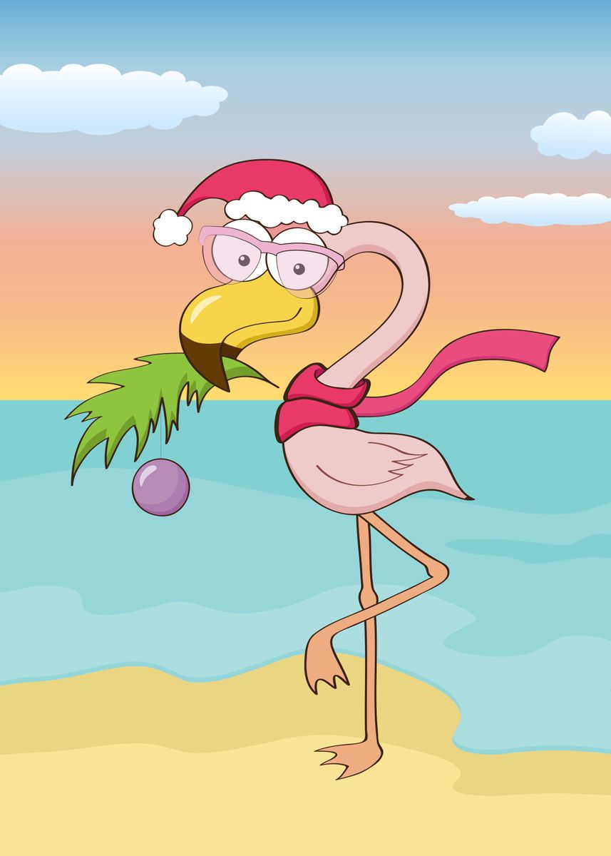 'Cute Christmas flamingo' Poster by eDrawings 38 | Displate