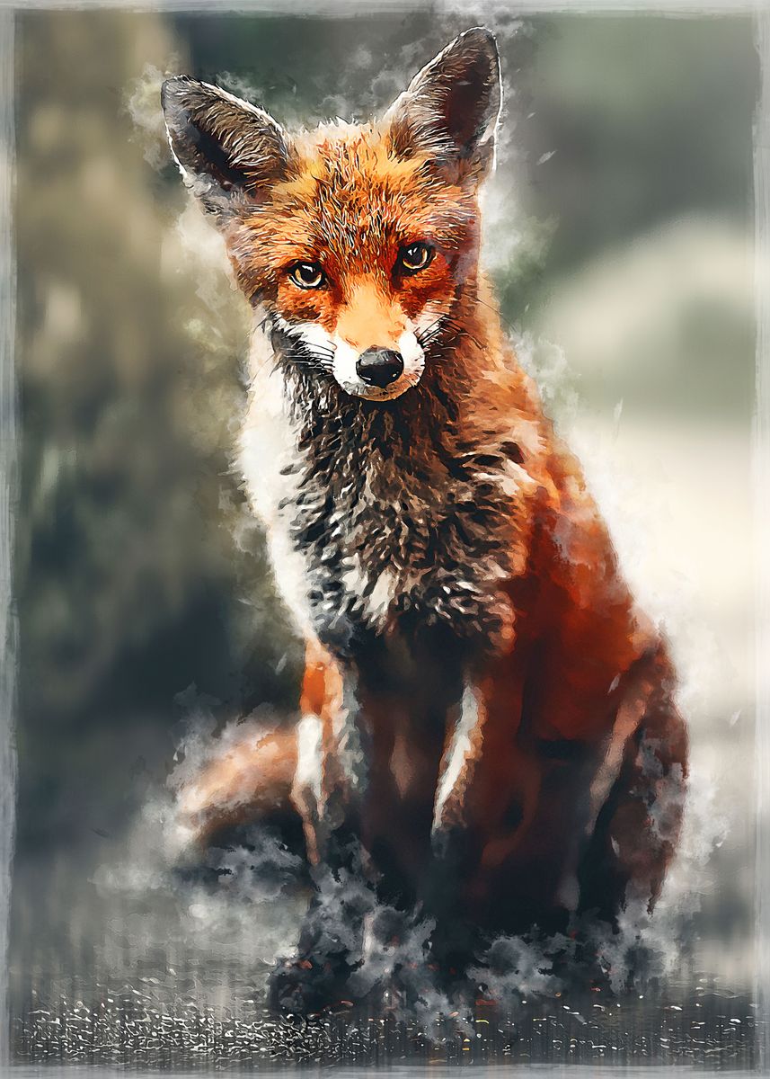 'Fox 5' Poster, picture, metal print, paint by Mateusz Ślemp | Displate