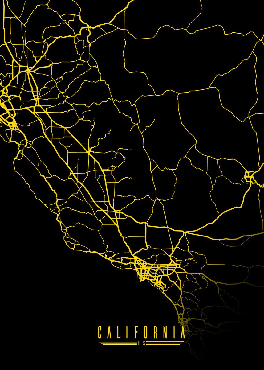 'California City Map' Poster, picture, metal print, paint by Zero Nine ...