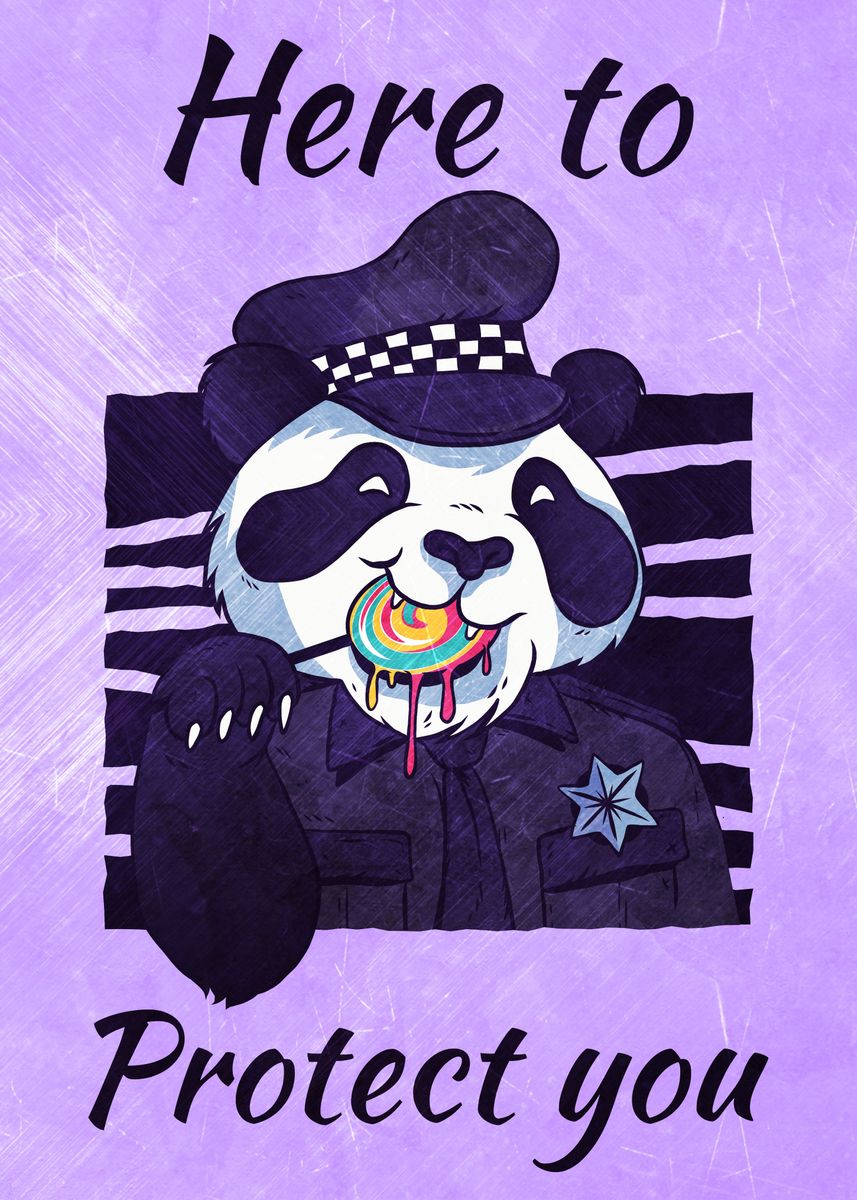 'POLICE PANDA FUNNY POSTER' Poster, picture, metal print, paint by ...