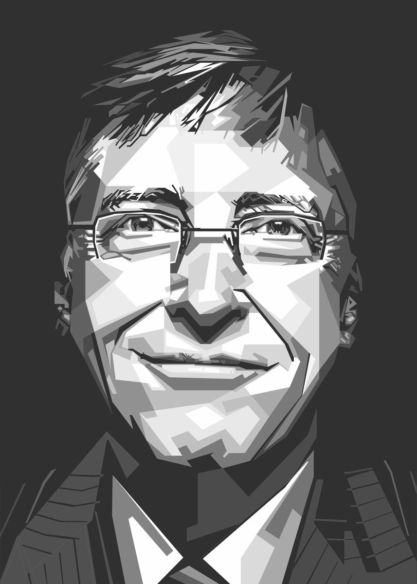 'Bill Gates ' Poster, picture, metal print, paint by Royyen Roy | Displate