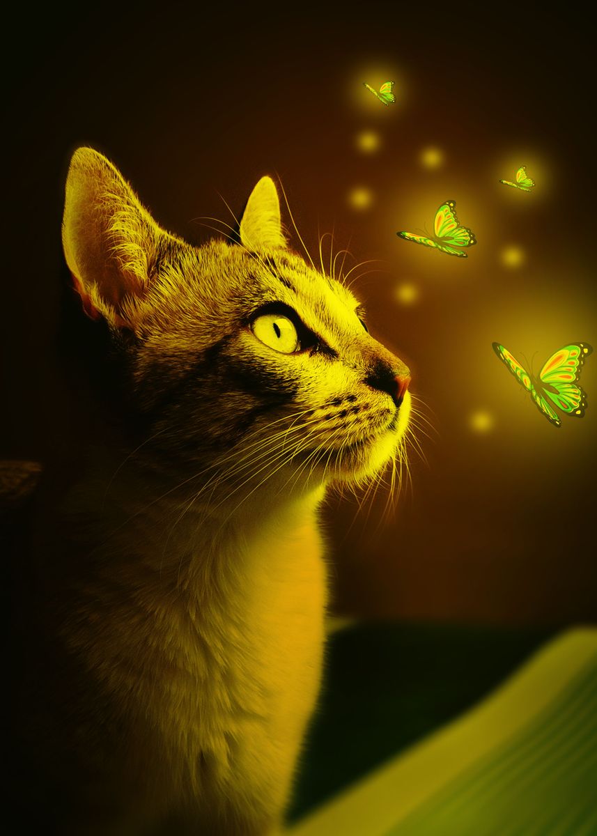 'cat artwork' Poster, picture, metal print, paint by Dib Mohmmed | Displate