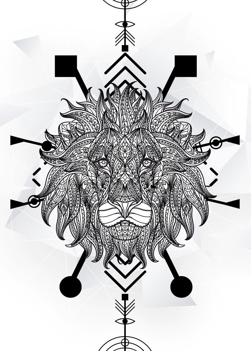 'Lion Line Art' Poster, picture, metal print, paint by JTE Creatives ...