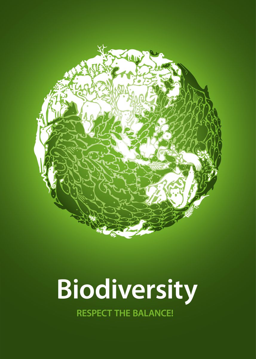 'Biodiversity globe message' Poster, picture, metal print, paint by ...