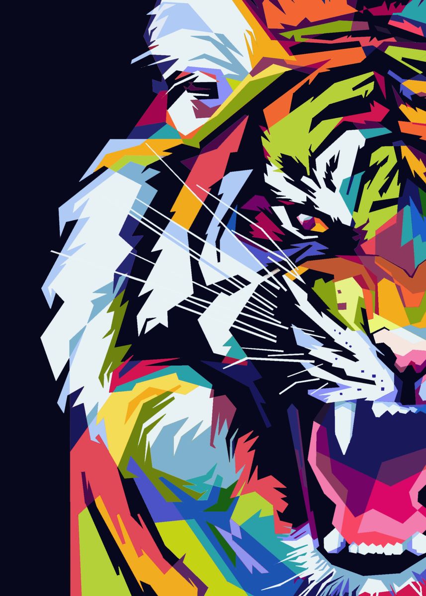 'a tiger' Poster, picture, metal print, paint by Rizal Hasyim | Displate
