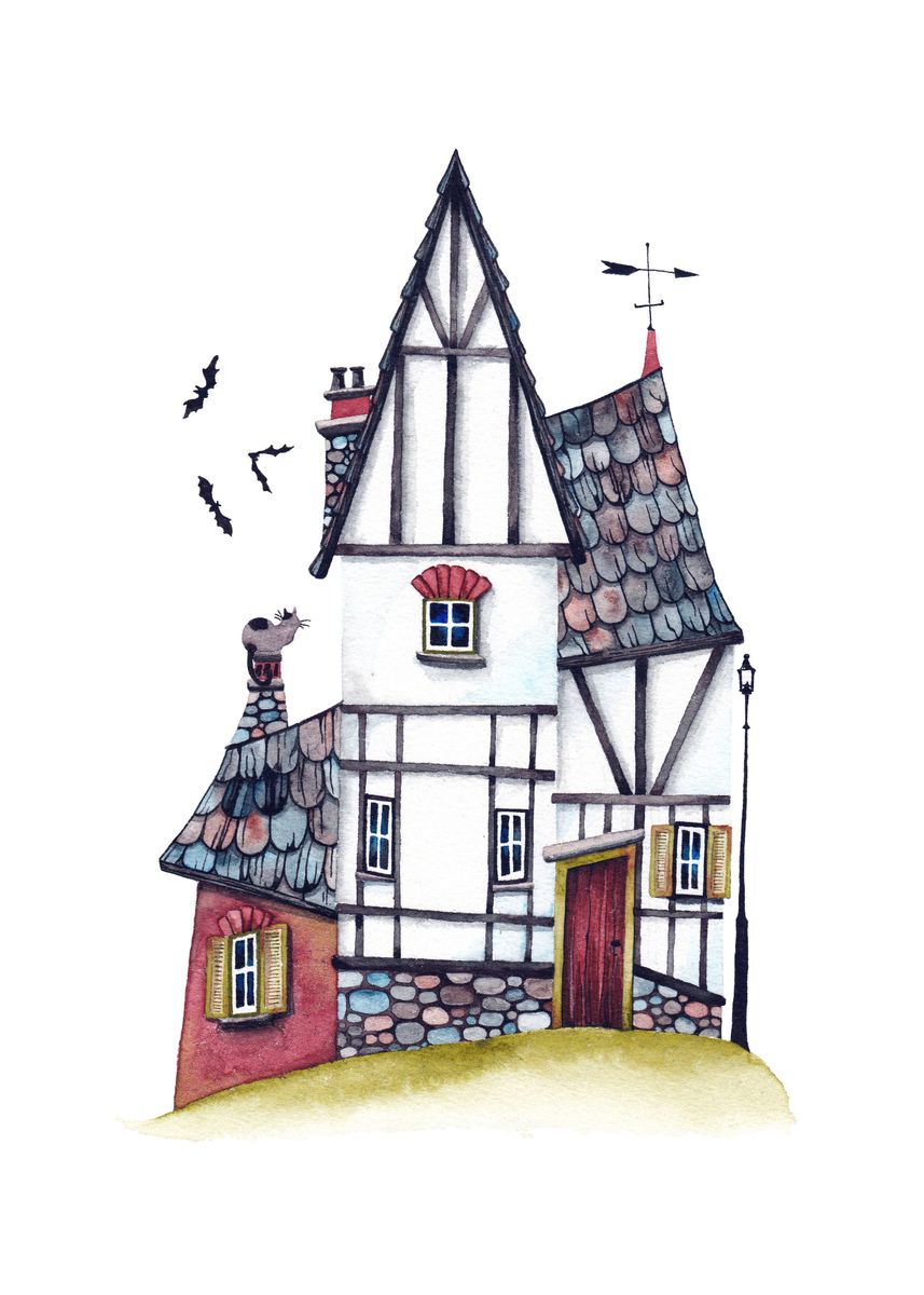 'Cute house' Poster, picture, metal print, paint by Olha Poharytska ...