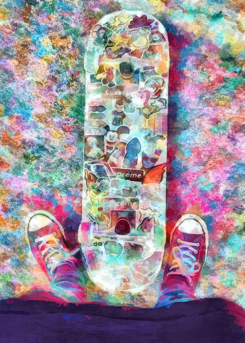 'Skateboarding Poster' Poster, picture, metal print, paint by Ben ...