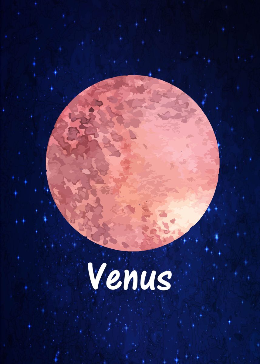 'watercolor Venus planet ' Poster, picture, metal print, paint by ...