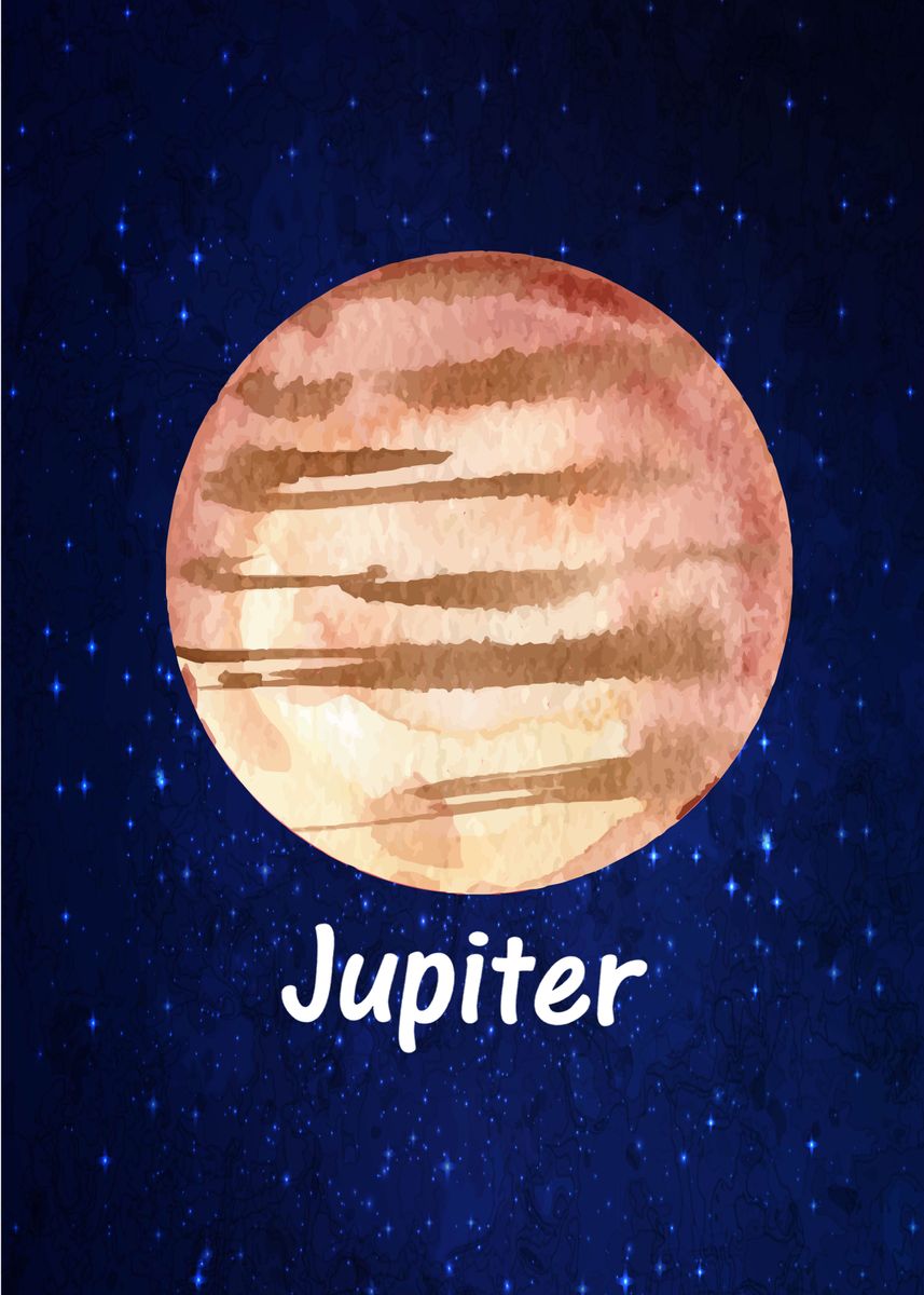 'watercolor jupiter planet ' Poster, picture, metal print, paint by ...