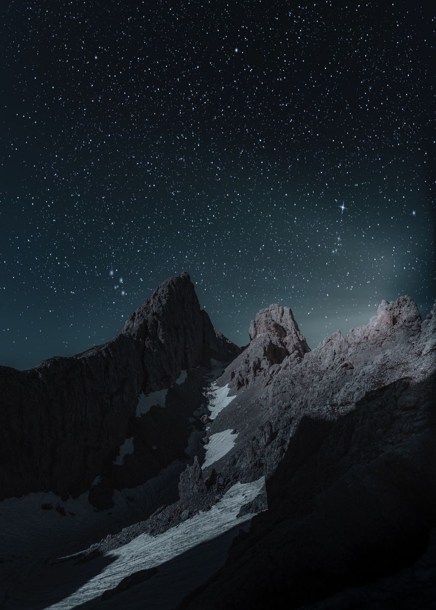 'Stars over the mountains' Poster, picture, metal print, paint by ...
