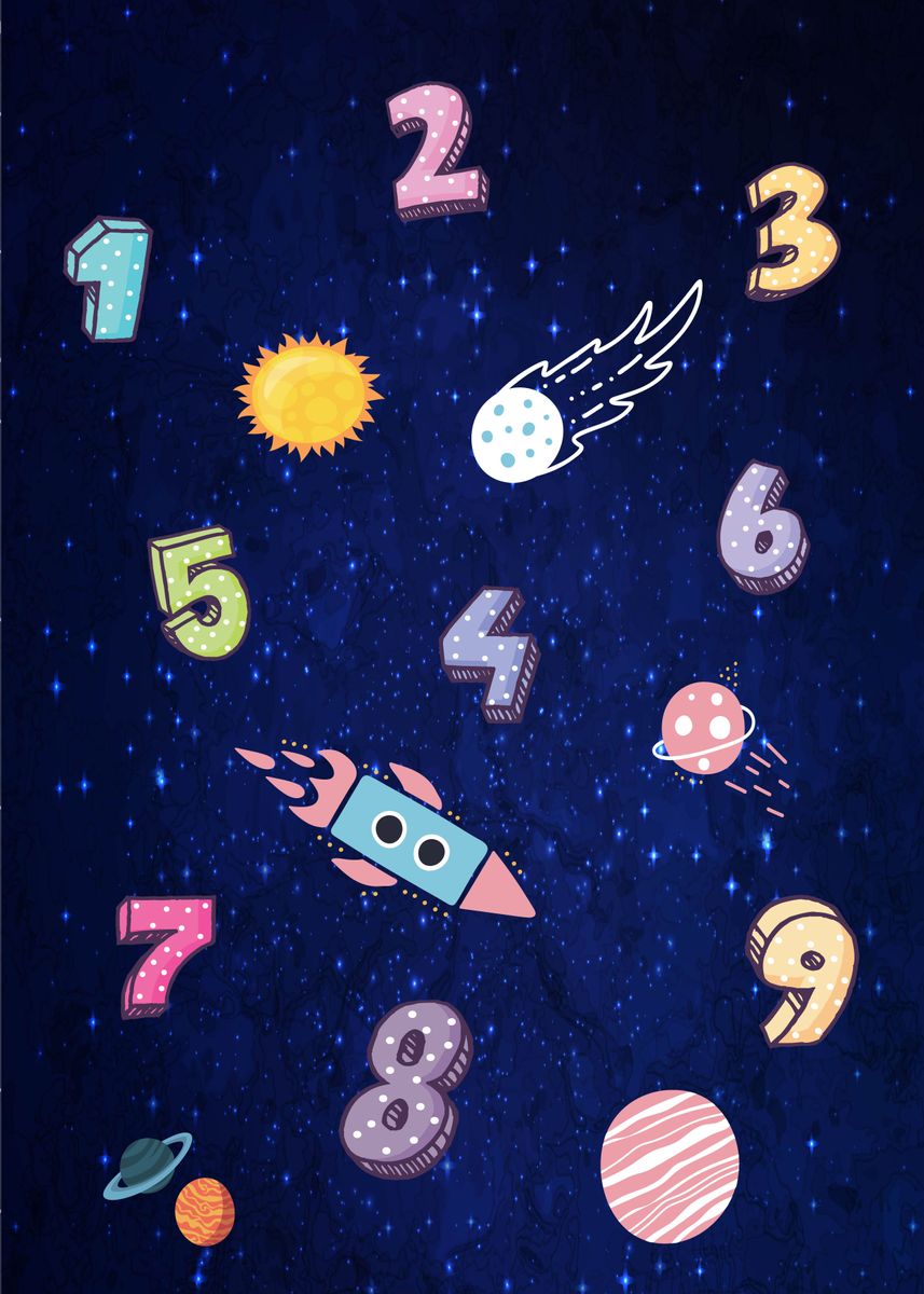 'outer space numbers' Poster, picture, metal print, paint by uwears ...