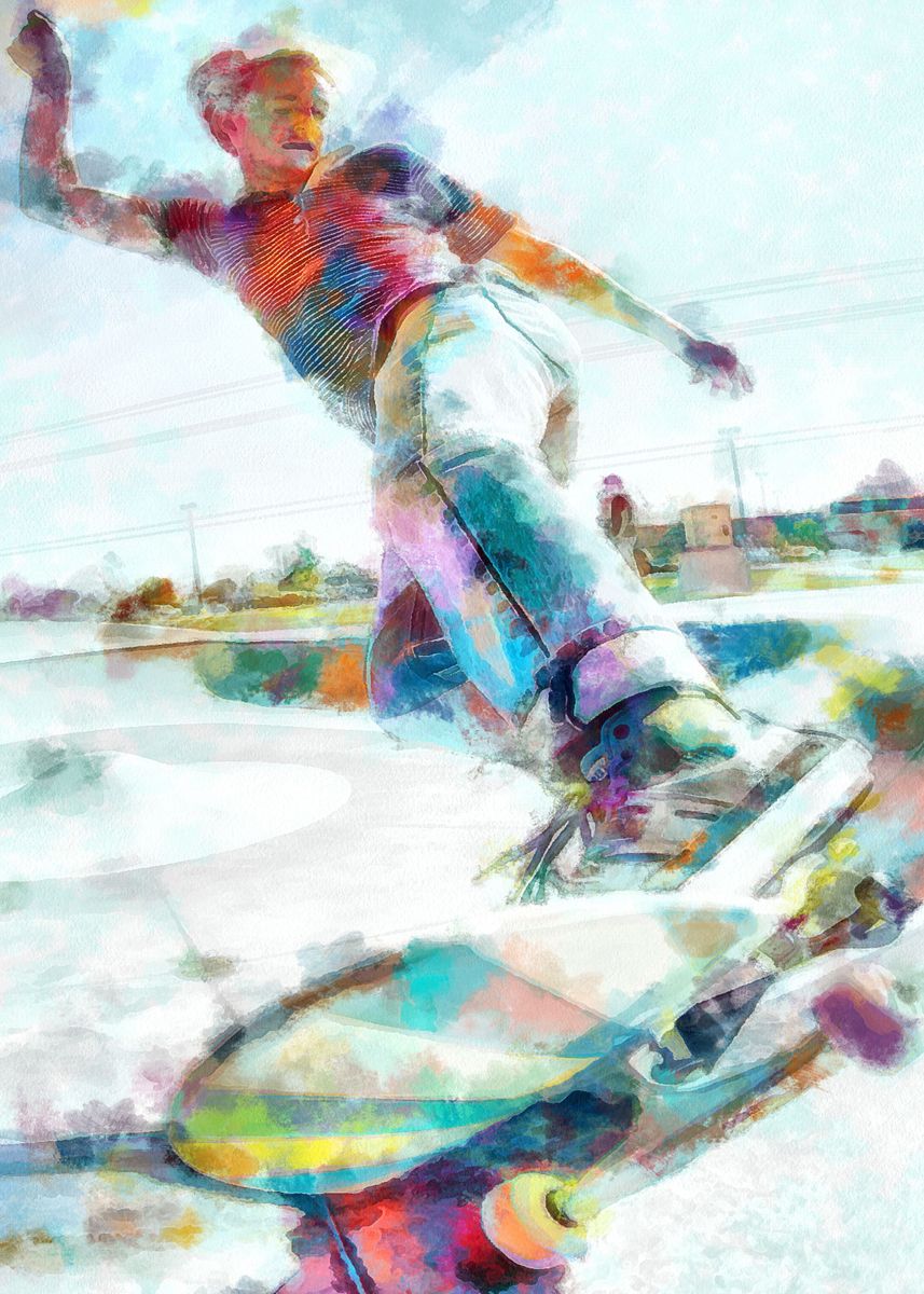 'Skateboarding Posters' Poster, picture, metal print, paint by Ben ...