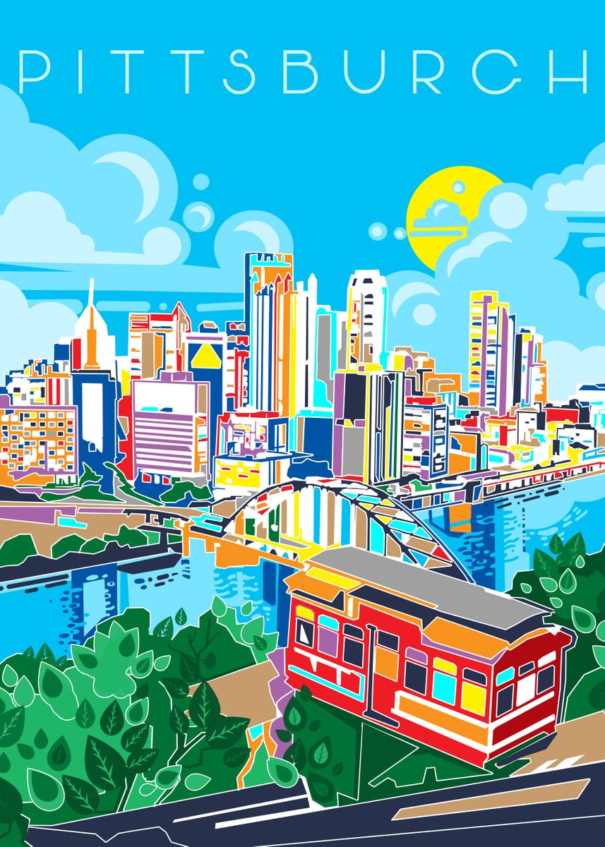 'pittsburgh city modern' Poster, picture, metal print, paint by Bekim ...