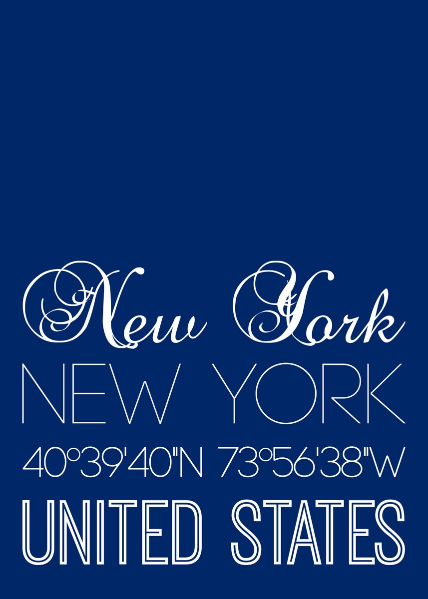 'New York On Blue' Poster, picture, metal print, paint by Art Ofphotos ...