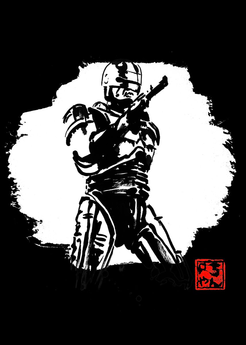 'robocop in white' Poster, picture, metal print, paint by pechane sumie ...
