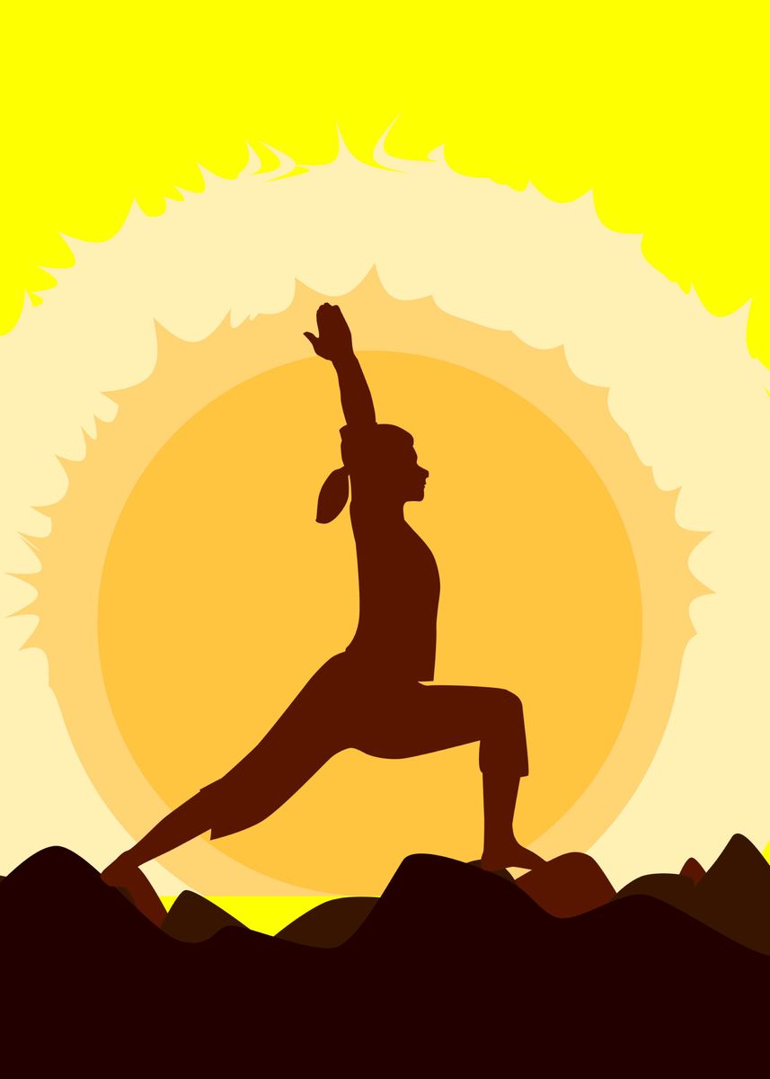 'Yoga Sunset' Poster, picture, metal print, paint by HomeStead Digital ...