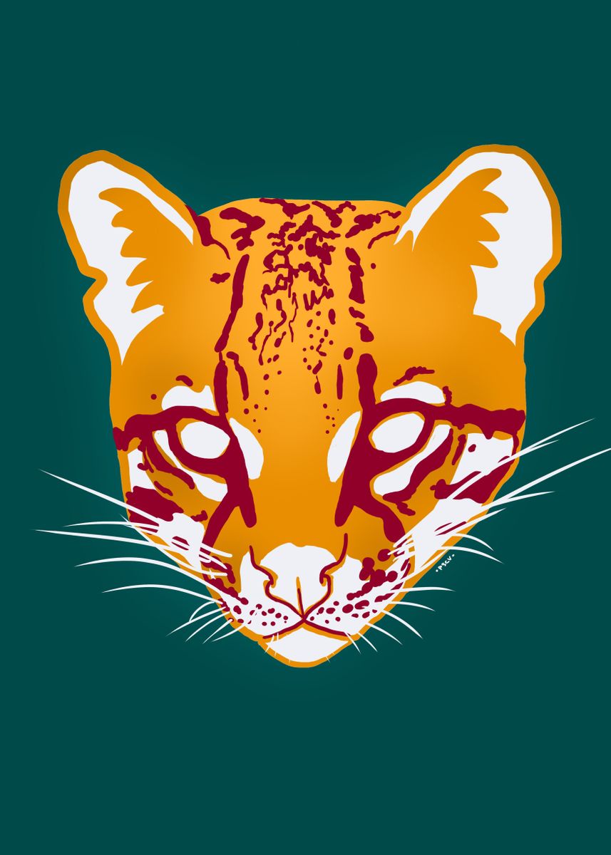 'Graphic Ocelot' Poster, picture, metal print, paint by Pasquale Visser ...