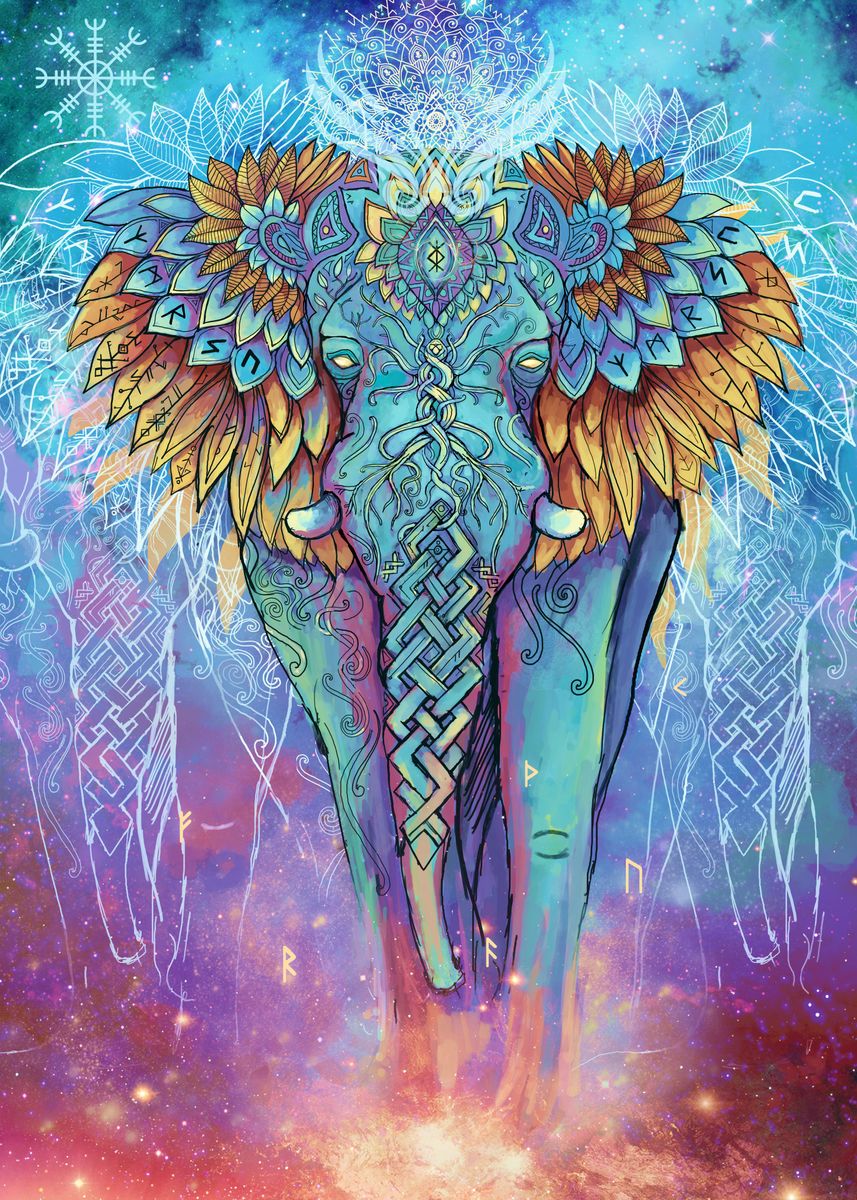 'Elephant of protection ' Poster, picture, metal print, paint by Lance ...