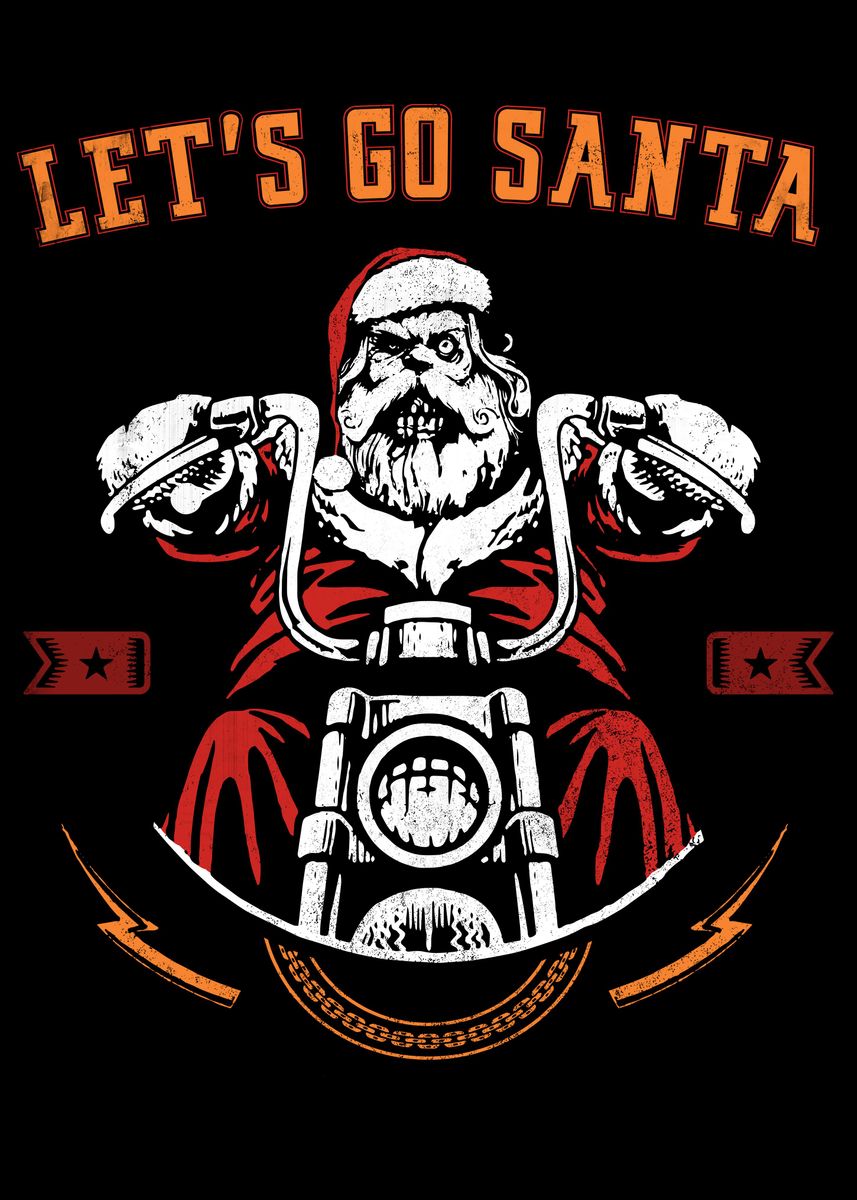 'Biker Santa Claus I Bike' Poster, picture, metal print, paint by Chris ...