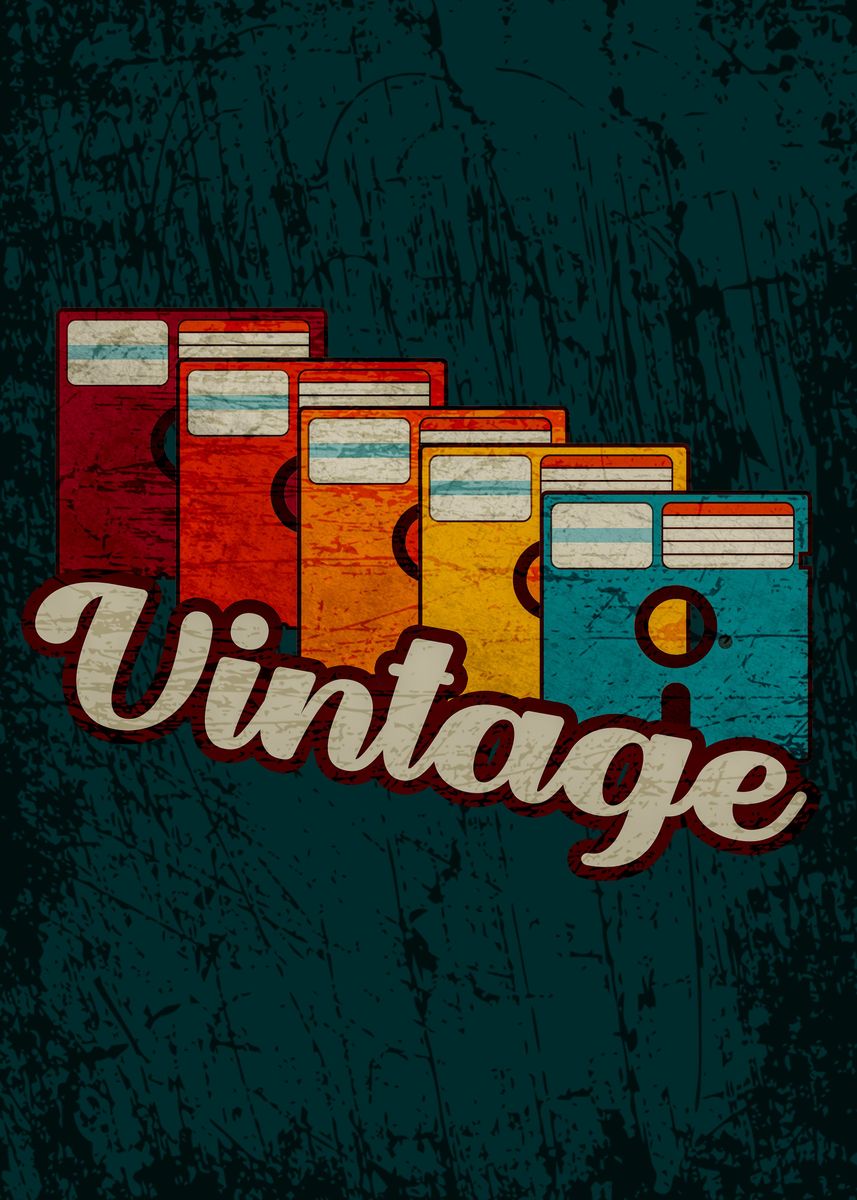 'Vintage Retro Disk' Poster, picture, metal print, paint by Don Shop ...