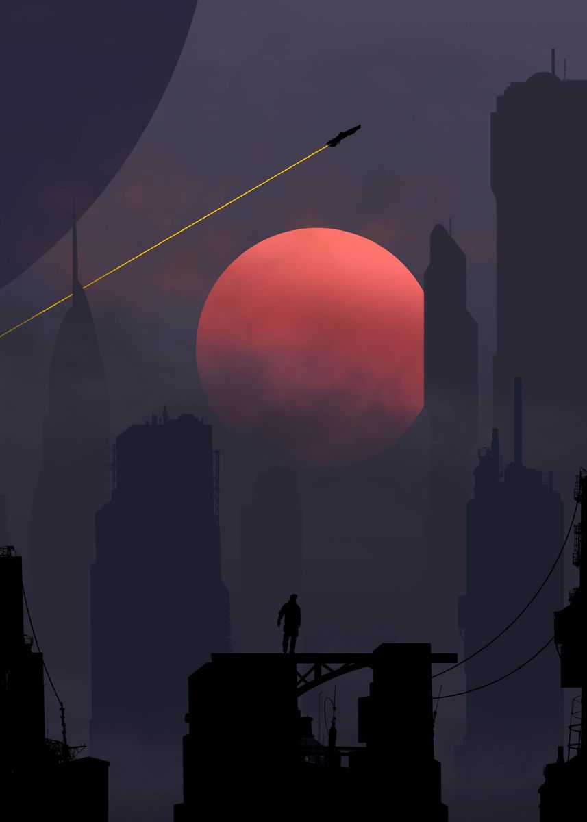 'Cyberpunk City Sunset' Poster, picture, metal print, paint by Rykker ...