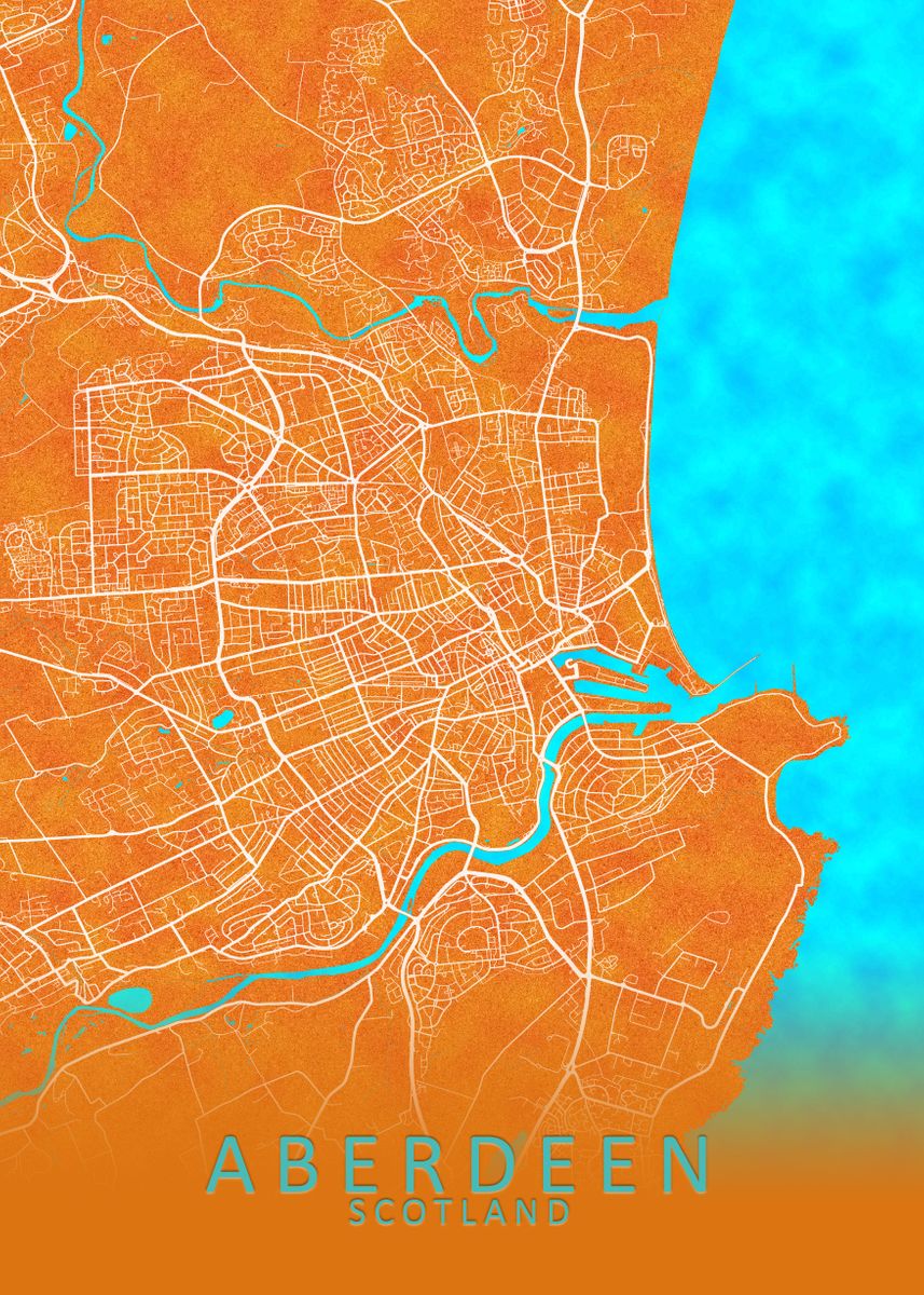 'Aberdeen Scotland City Map' Poster, picture, metal print, paint by ...