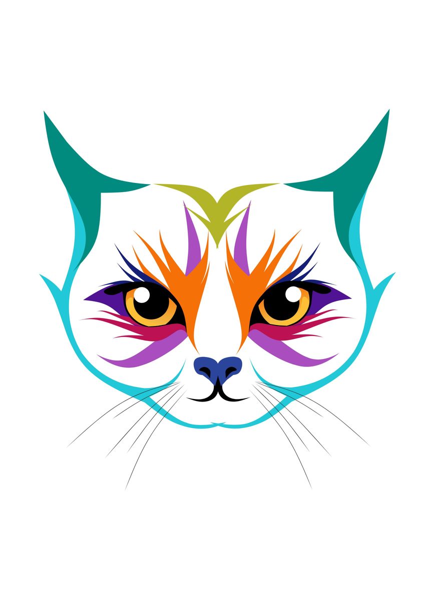 'Cat PopArt Illustration ' Poster, picture, metal print, paint by Bayu ...