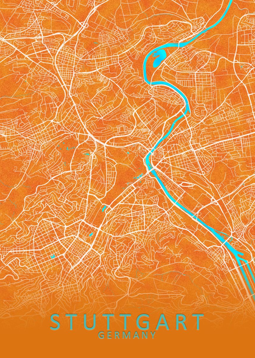 'Stuttgart Germany City Map' Poster by City Map Art Prints | Displate