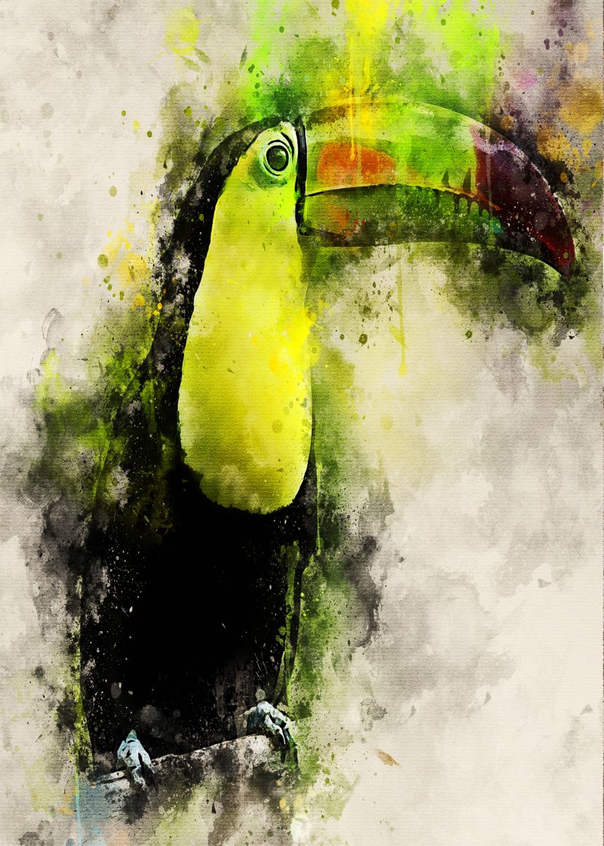 'toco toucan yellow' Poster, picture, metal print, paint by uwears ...