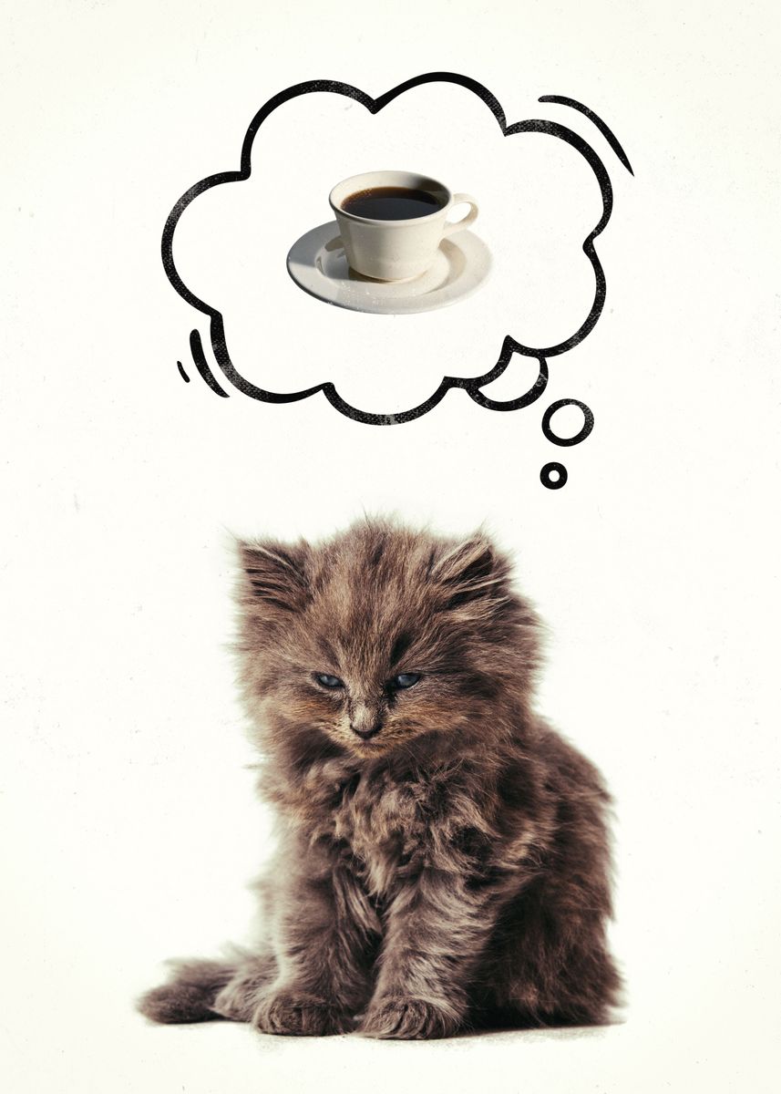 'Angry Coffee Cat' Poster by Optic Riot | Displate