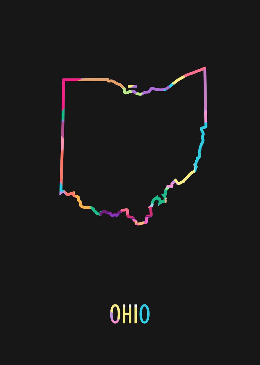 'Ohio Map Black' Poster by Ahmad Nusyirwan | Displate