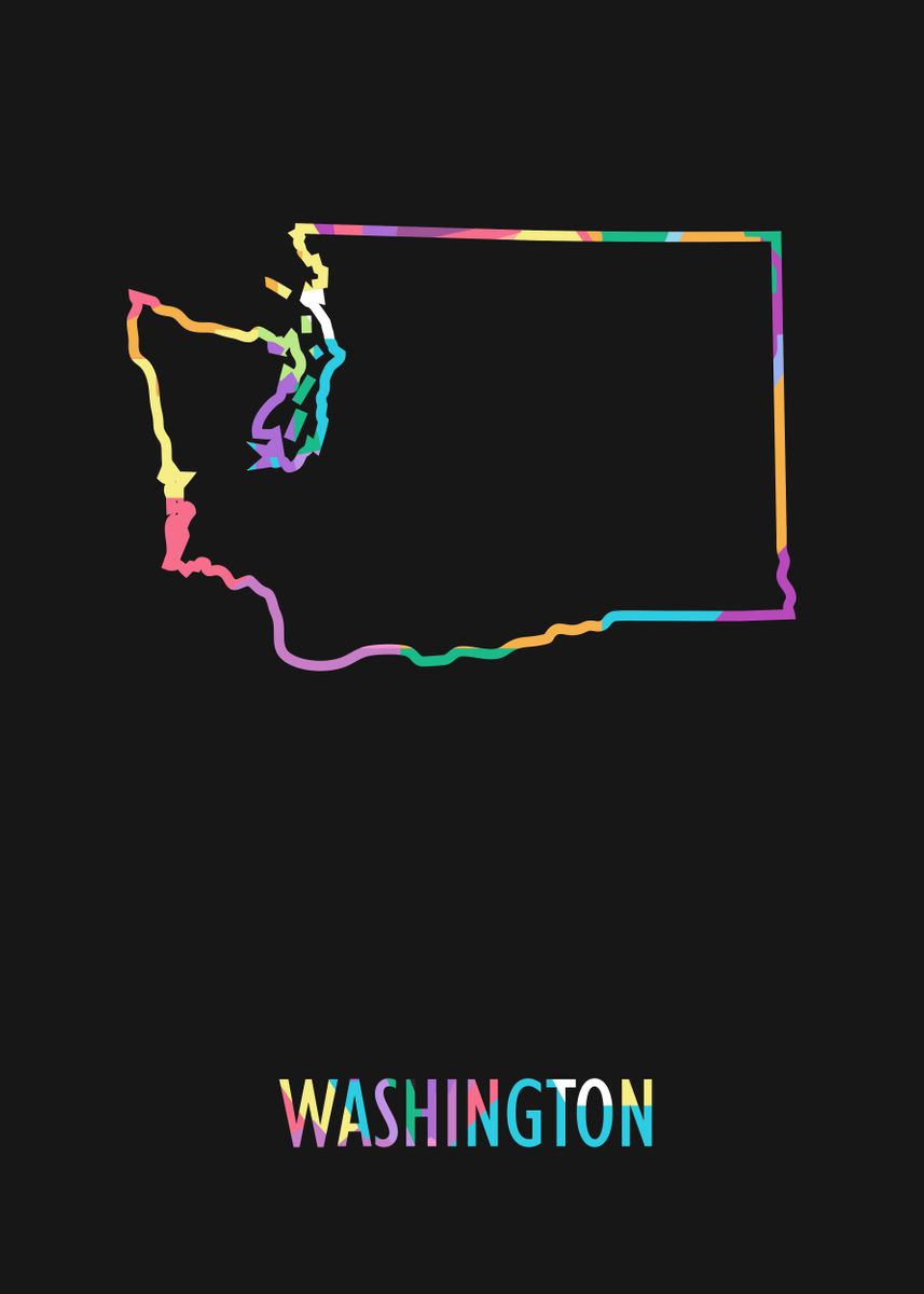 'Washington Map Black' Poster by Ahmad Nusyirwan | Displate