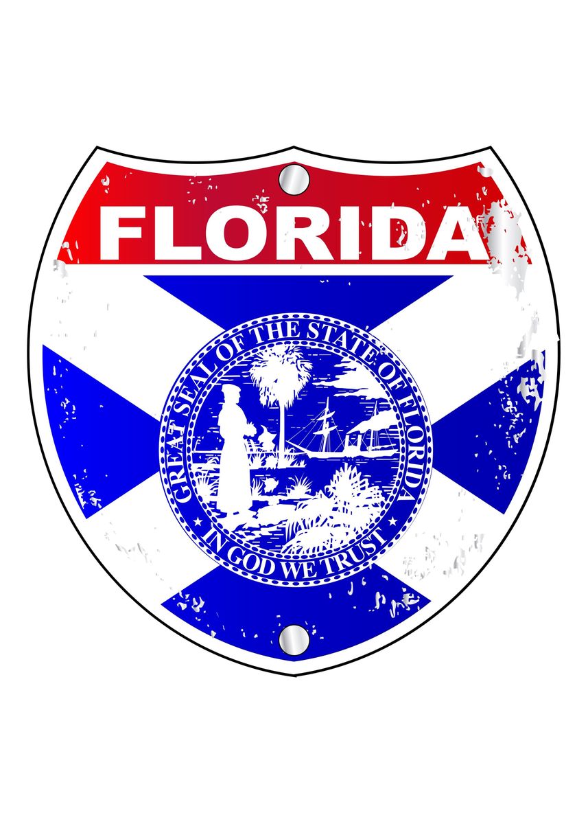 'Florida Interstate Sign' Poster, picture, metal print, paint by ...