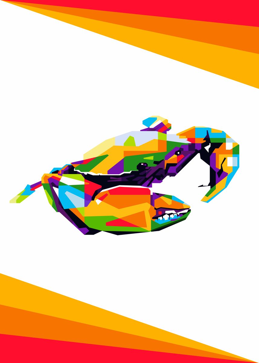 'Colorful Crab Design WPAP' Poster, picture, metal print, paint by Yopi ...