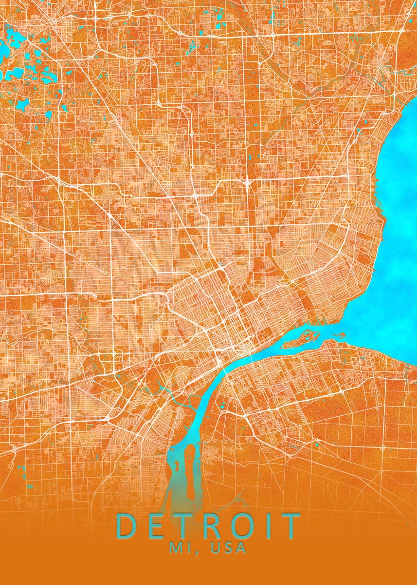 'Detroit MI USA City Map ' Poster by City Map Art Prints | Displate