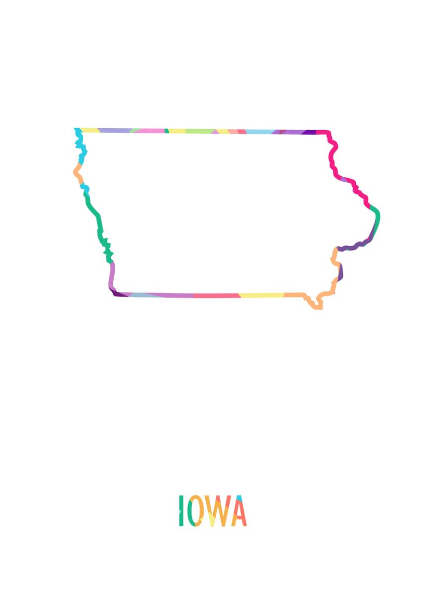 'Iowa Map White' Poster, picture, metal print, paint by Ahmad Nusyirwan ...